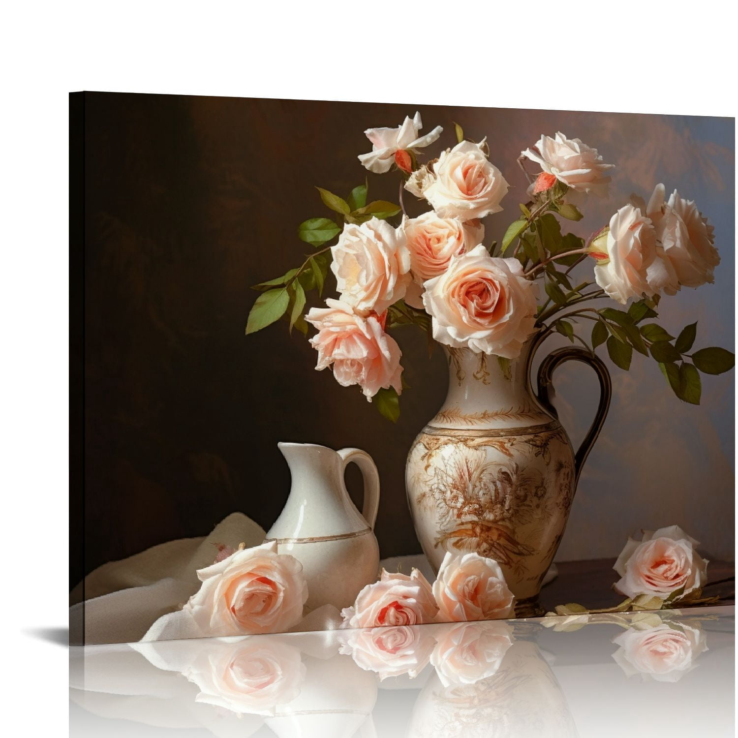 Nawypu Wall Art Canvas Red Rose Painting Flower Wall Art Pictures For ...