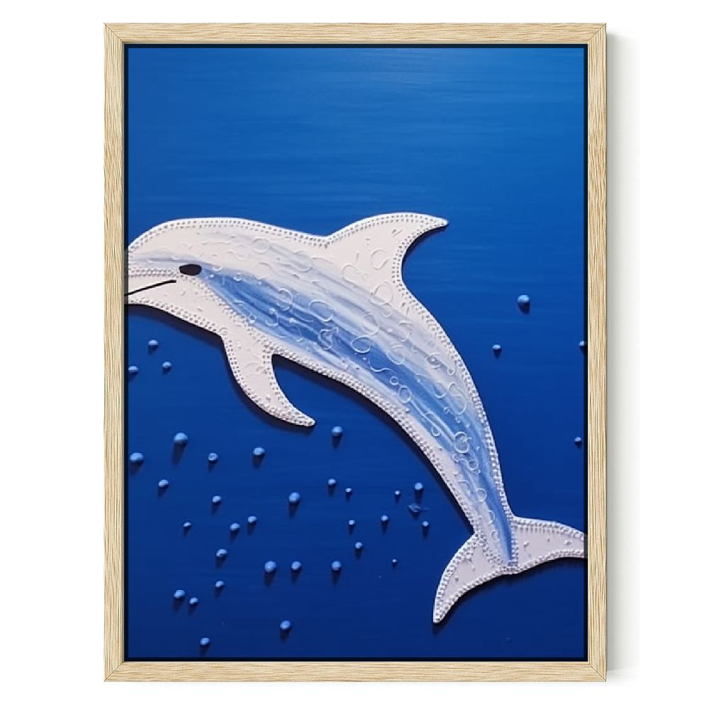 Nawypu Wall Art Hand Painted on Canvas White Dolphin Paintings Modern ...