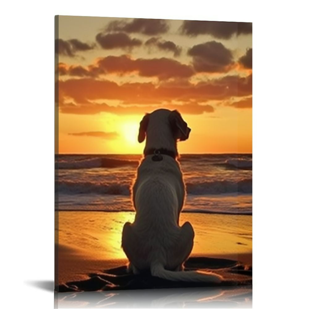 Nawypu Wall Art Painting Dog and Sunset Pictures Prints On Canvas ...