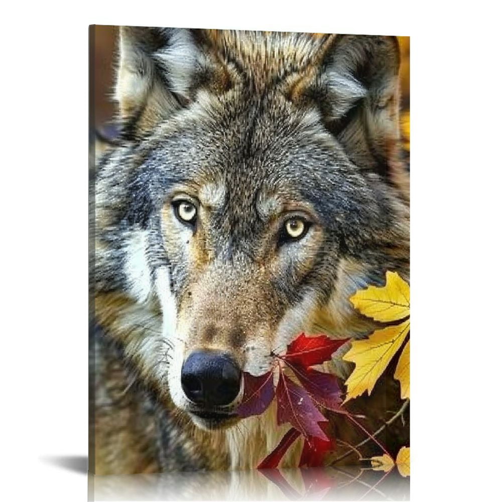 Nawypu Wall Art Painting Wolf in The Forest Pictures Prints On Canvas ...