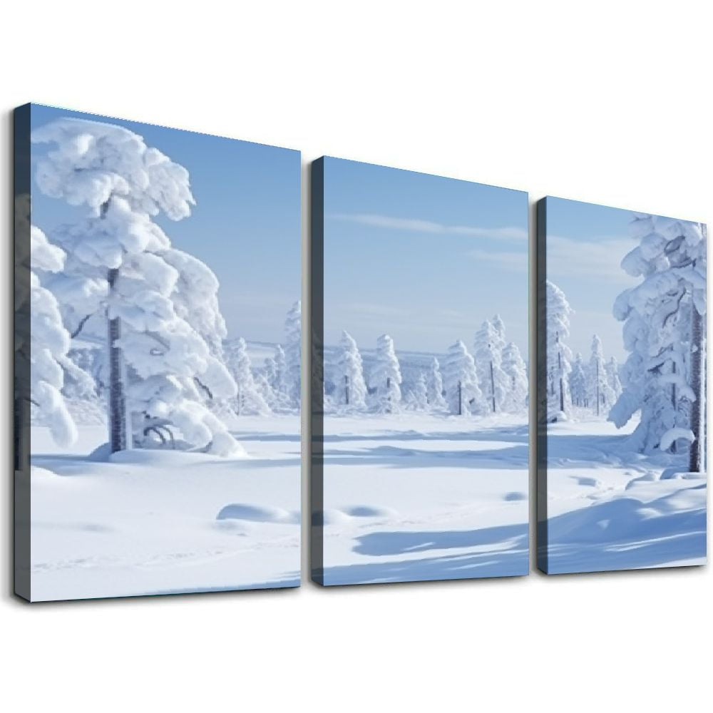 Nawypu Wall Art Paintings A group trees at winter time covered snow ...