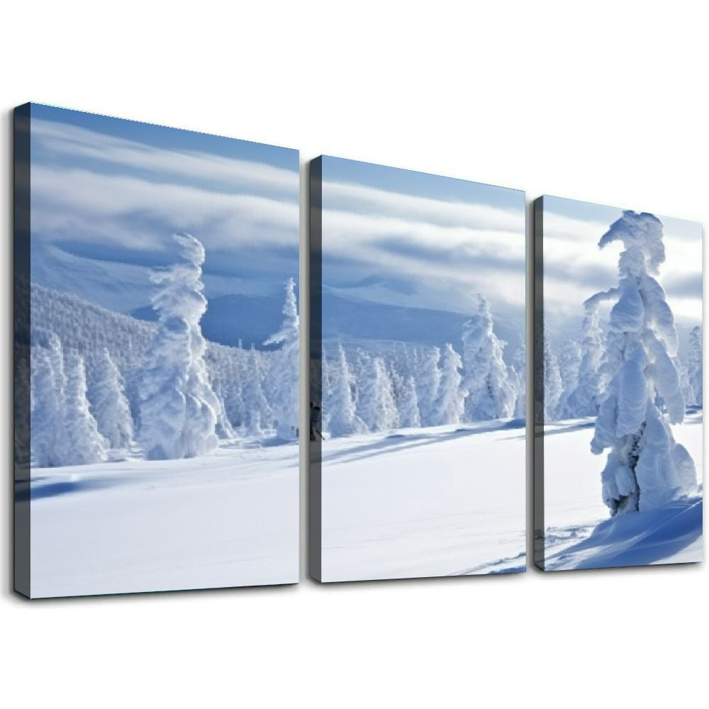 Nawypu Wall Art Paintings A group trees at winter time covered snow ...