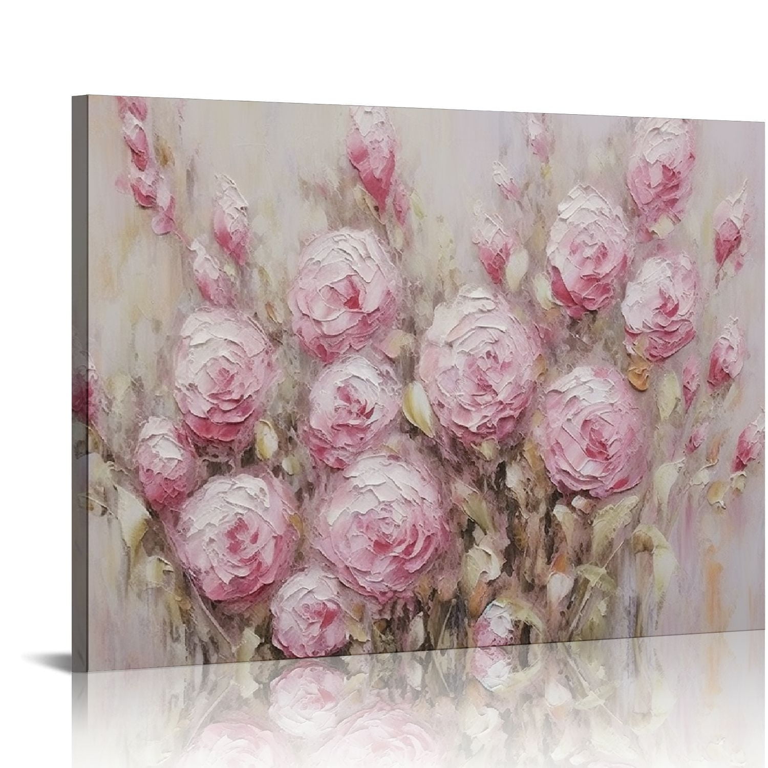 Nawypu Wall Art Pink Flowers Canvas Floral Abstract Rose Bloosom ...