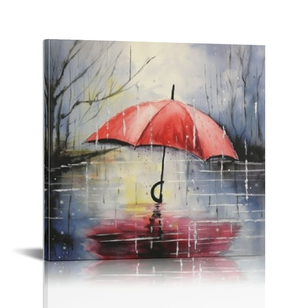 Nawypu Wall Art Red Umbrella Art Poster Vintage Living Room Wall Art ...