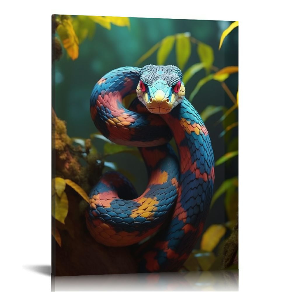 Nawypu Wall Canvas Cartoon Animal Pictures Wall Art Colorful Snakes ...