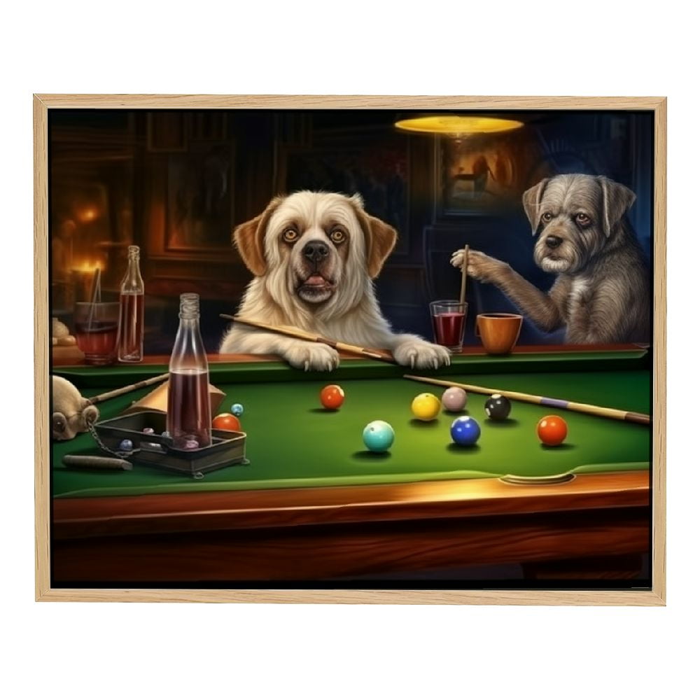 Nawypu Wall Canvas Painting of Dogs Playing Billiards by C. M. Coolidge ...