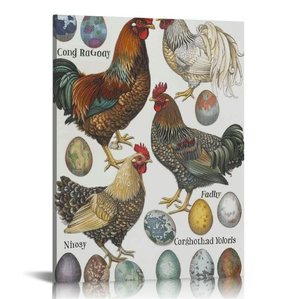 Nawypu Wall Painting Animal Posters Rainbow Egg Layer Chickens Canvas ...