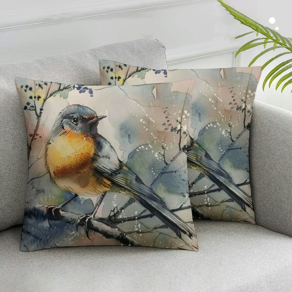 Jiayy Watercolor Birds Throw Pillow Covers Vintage Cute Robin ...