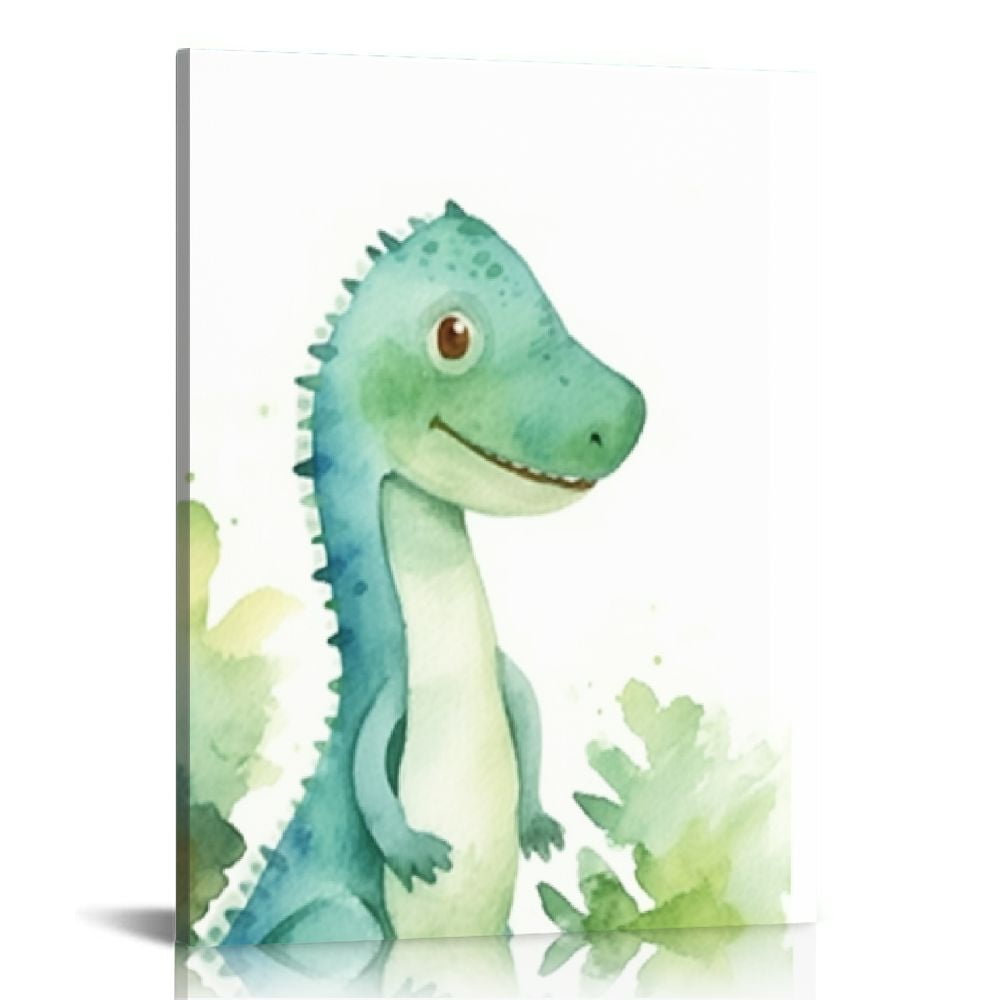 Nawypu Watercolor Dinosaur Canvas Wall Art, 16x20in Minimalist T-Rex Dino Painting Room ...