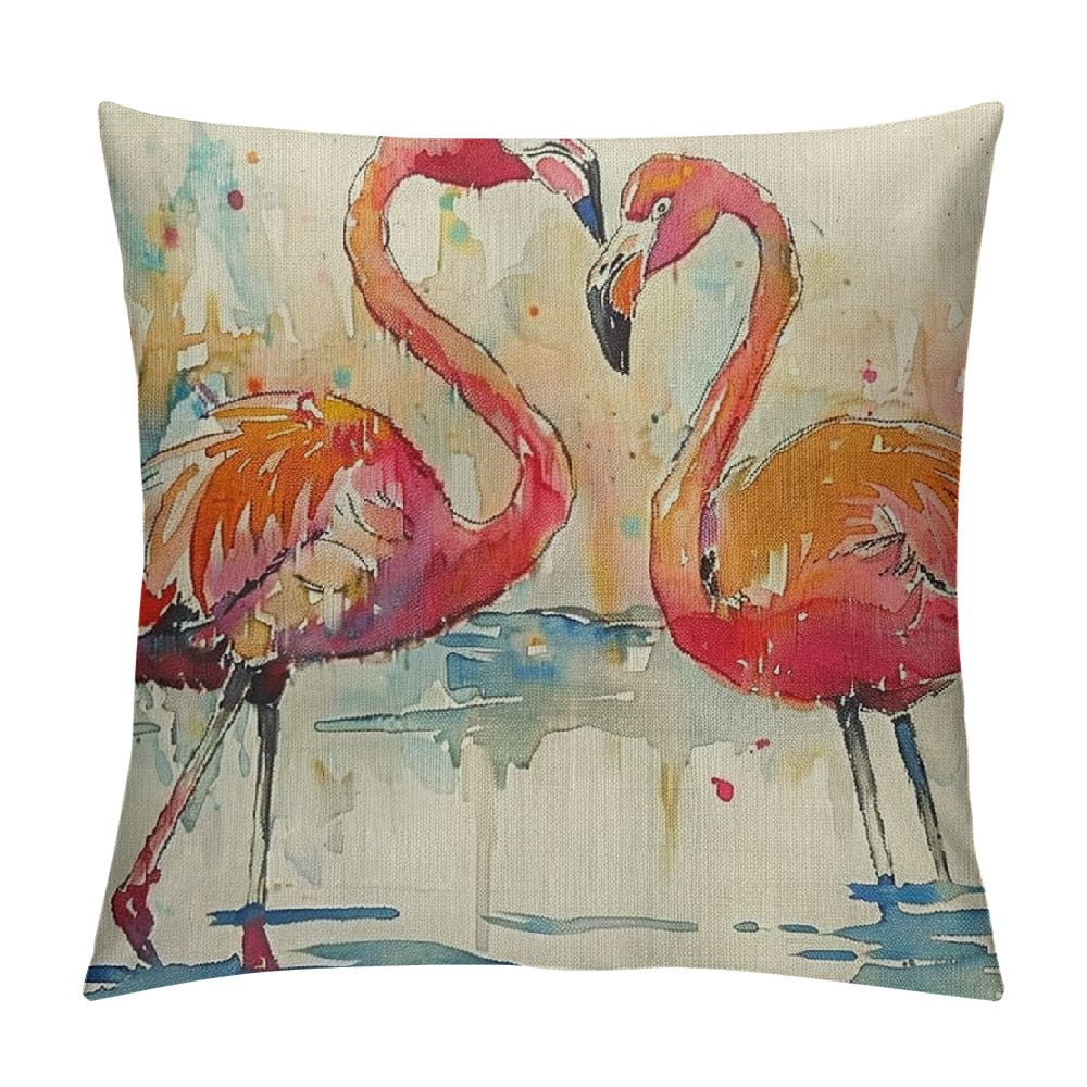 Nawypu Watercolor Flamingo Throw Pillow Covers, Spring Summer Holiday ...