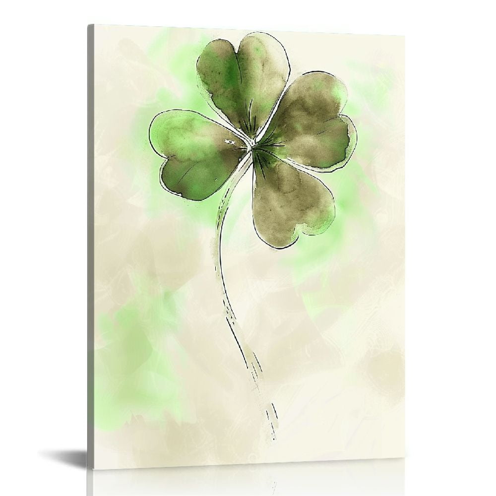 Nawypu Watercolor Four Leaf Clover Canvas Wall Art Abstract Painting ...