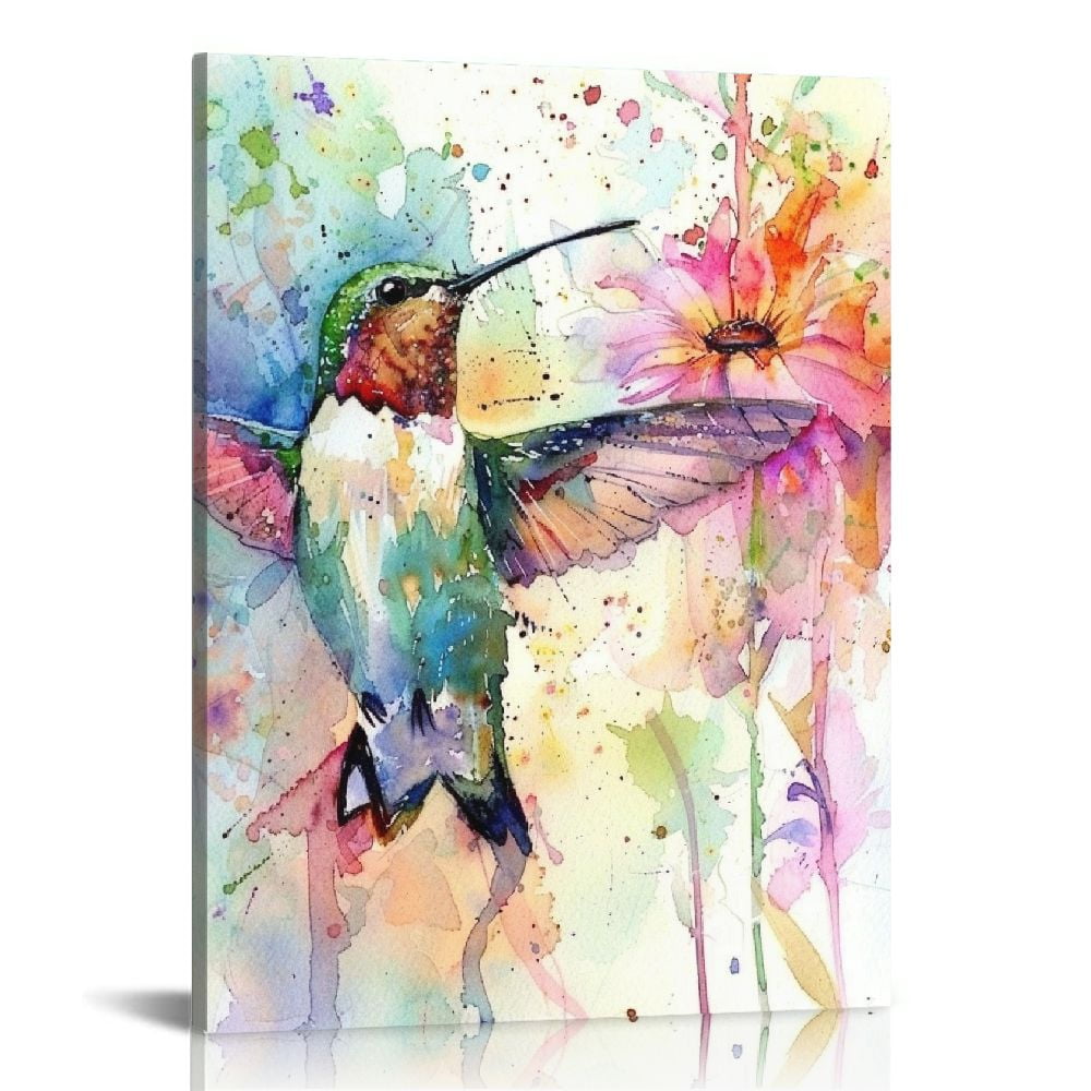 Nawypu Watercolor Hummingbird Canvas Wall Art Home Decoration Canvas ...