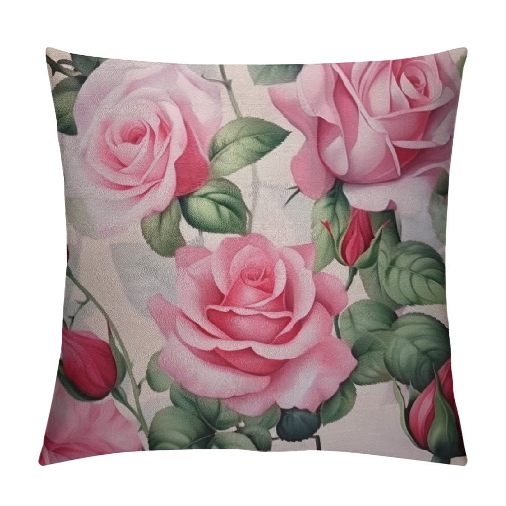 Nawypu Watercolor Roses Throw Pillow Cover Elegant Floral Bud Petal ...