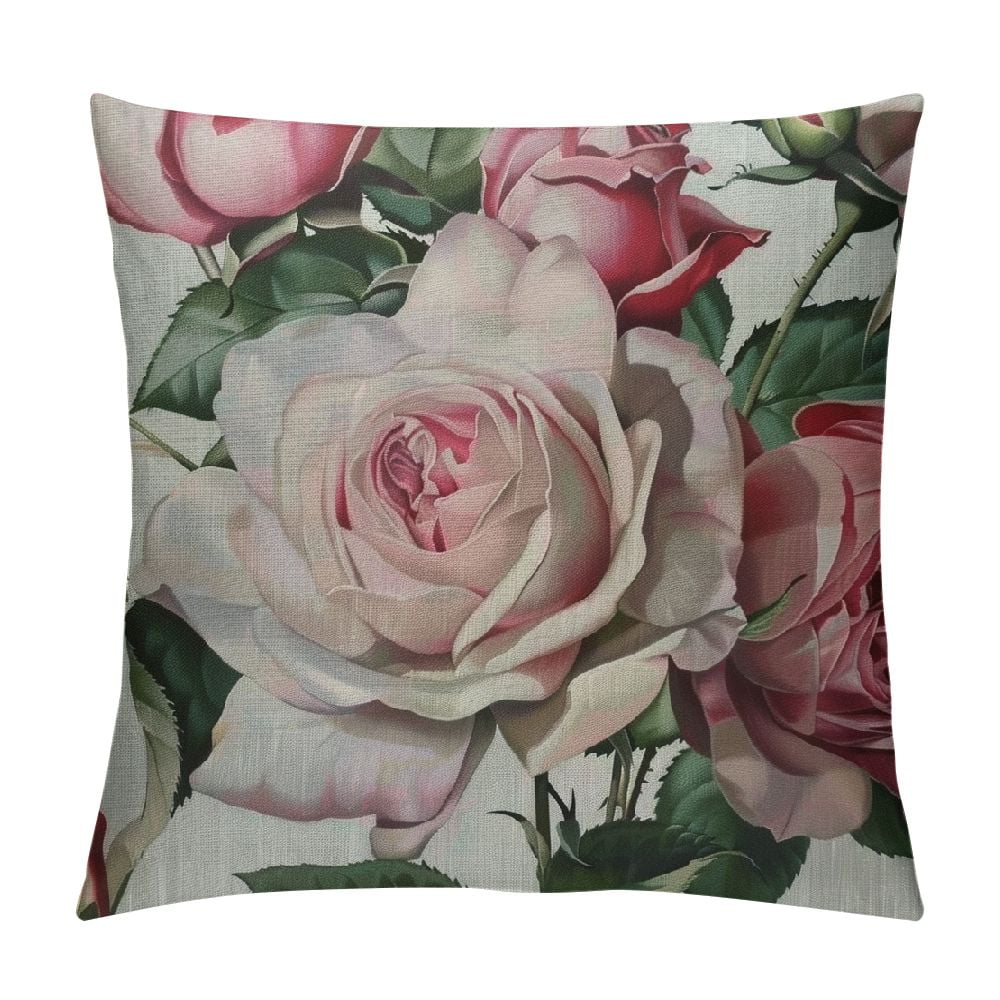 Nawypu Watercolor Roses Throw Pillow Cover Elegant Floral Bud Petal ...