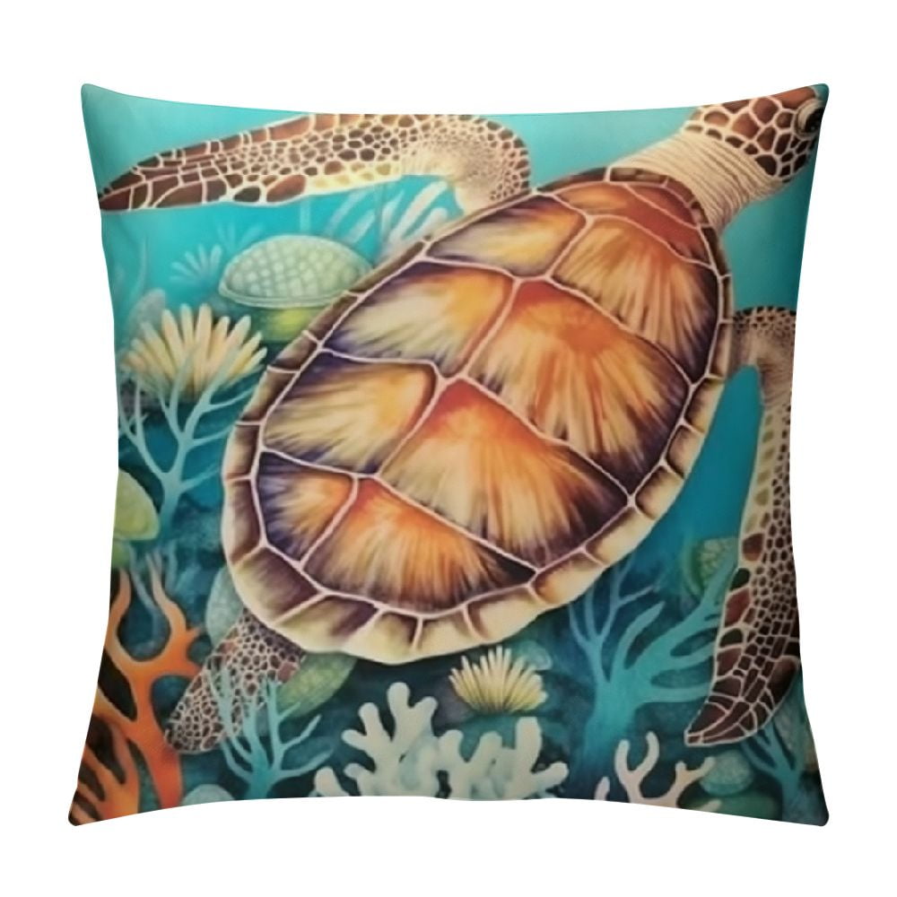 Nawypu Watercolor Sea Animal Turtle Throw Pillow Covers Cushion ...