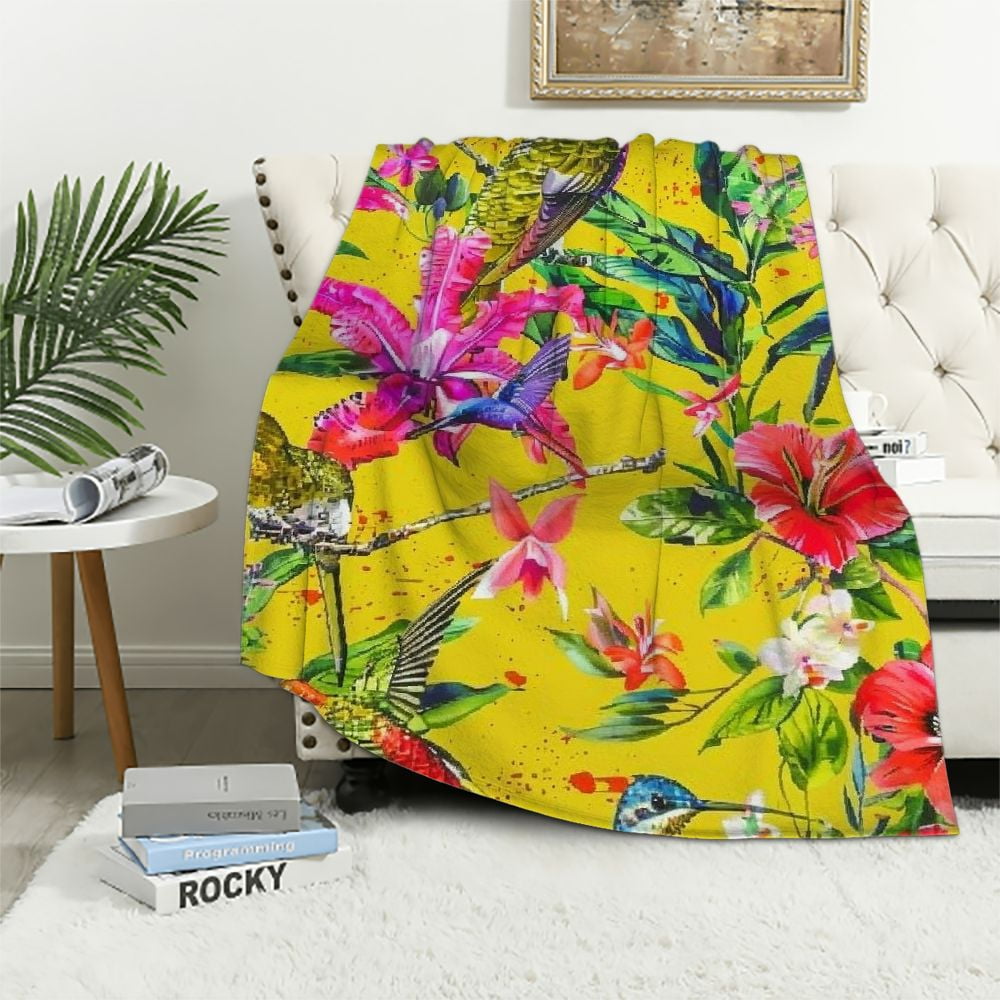 Nawypu Watercolor Tiger Lily and Hummingbirds Vintage, Blanket Ultra ...