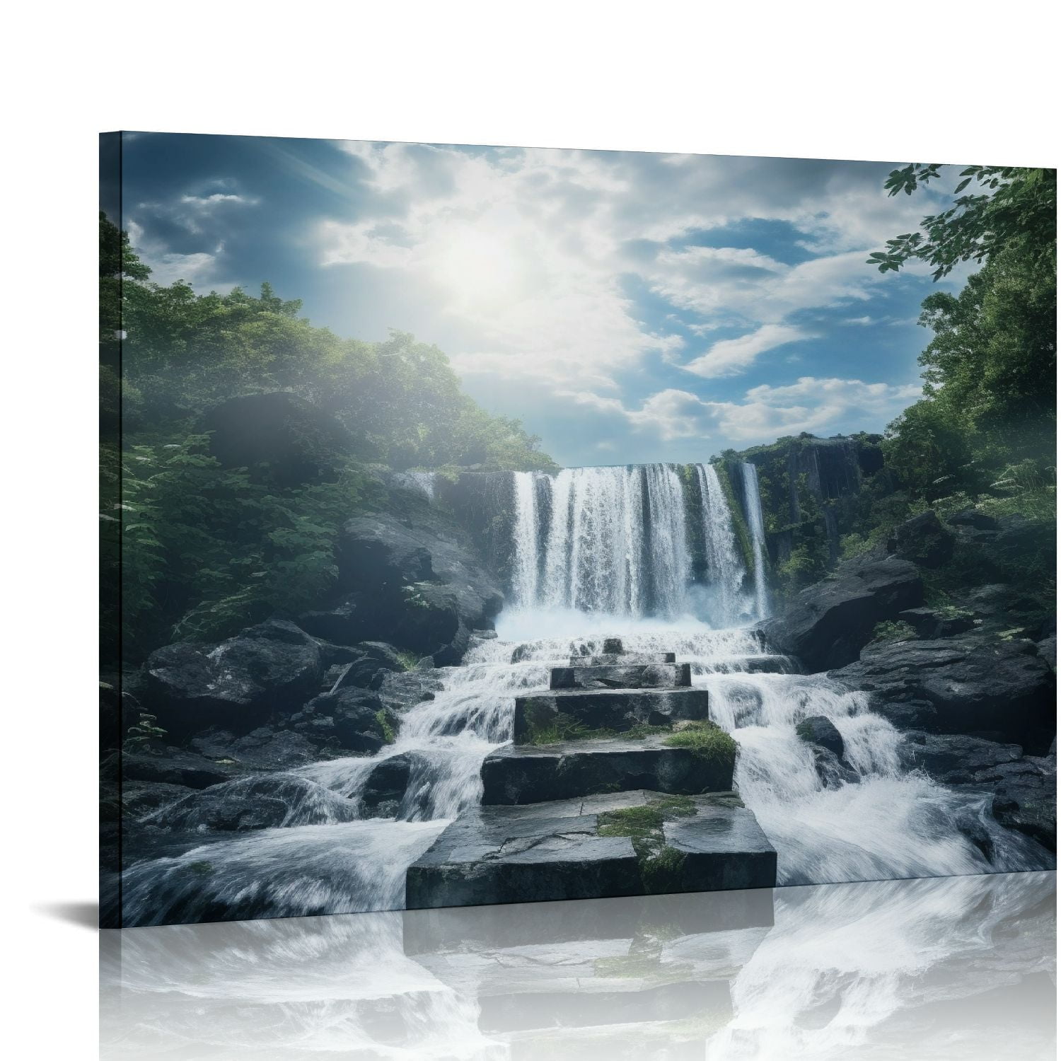 Nawypu Waterfall Pictures Wall Decor Iceland Canvas Wall Art Nature ...