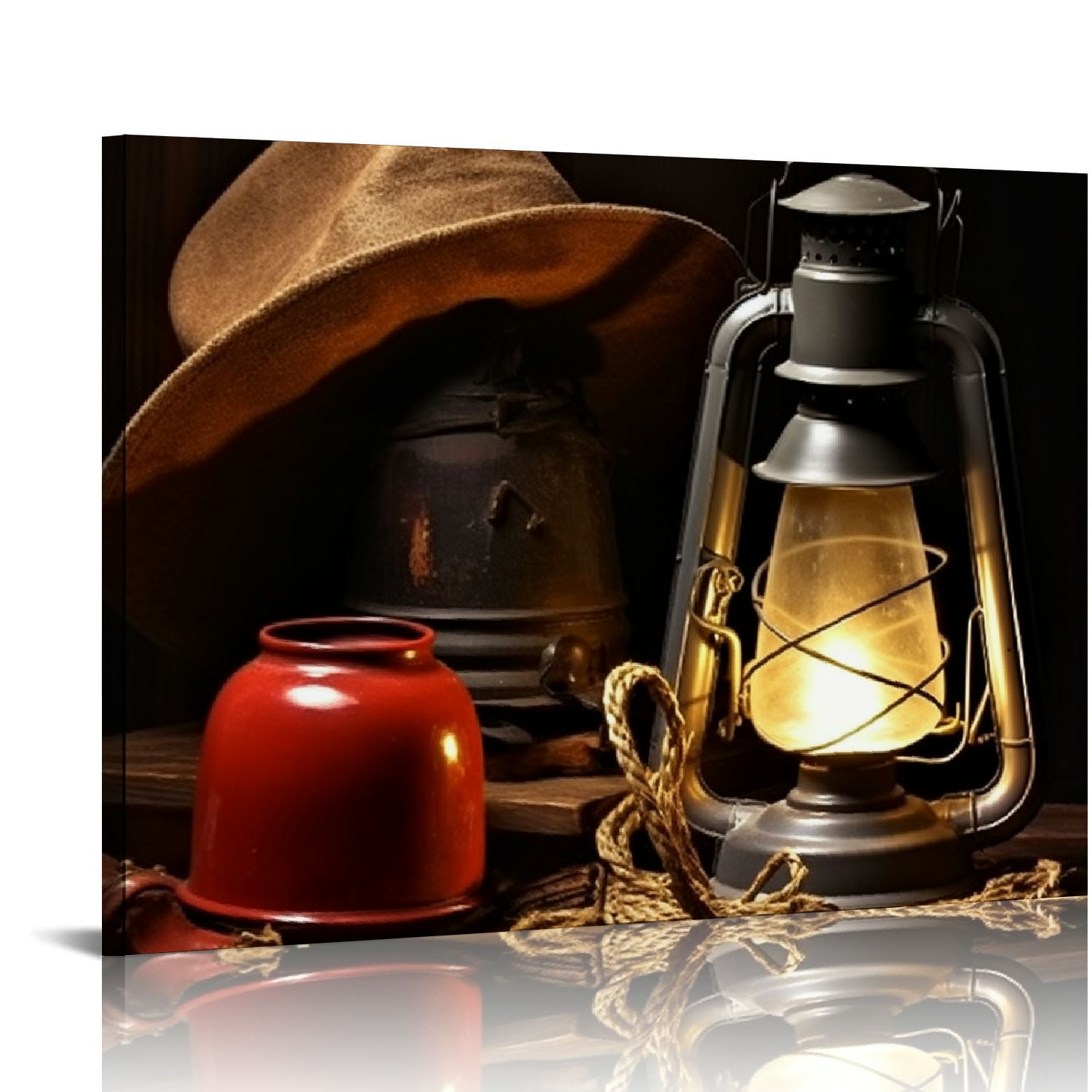 Nawypu Western Cowboy Poster Canvas Wall Art Print,Cowboy Hat Wooden ...