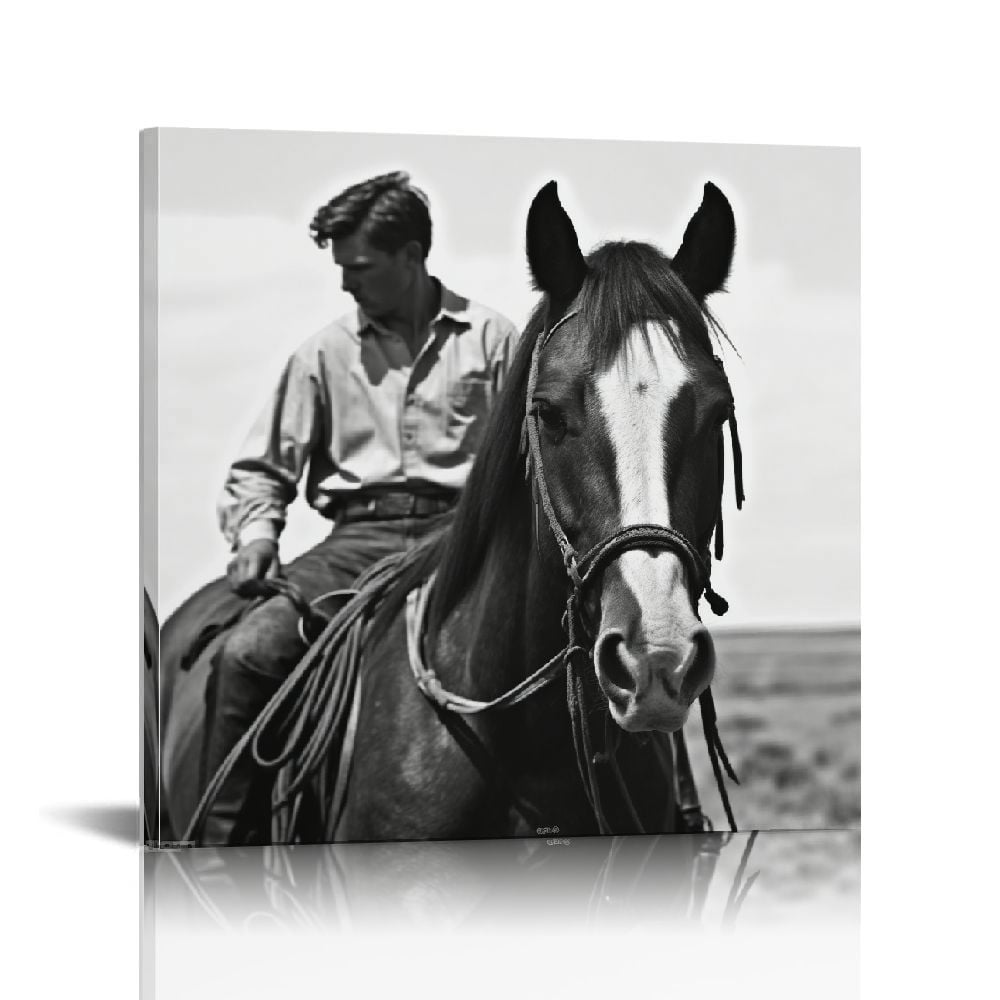 Nawypu Western Wall Art Black and White Cowboy Canvas Prints Poster ...