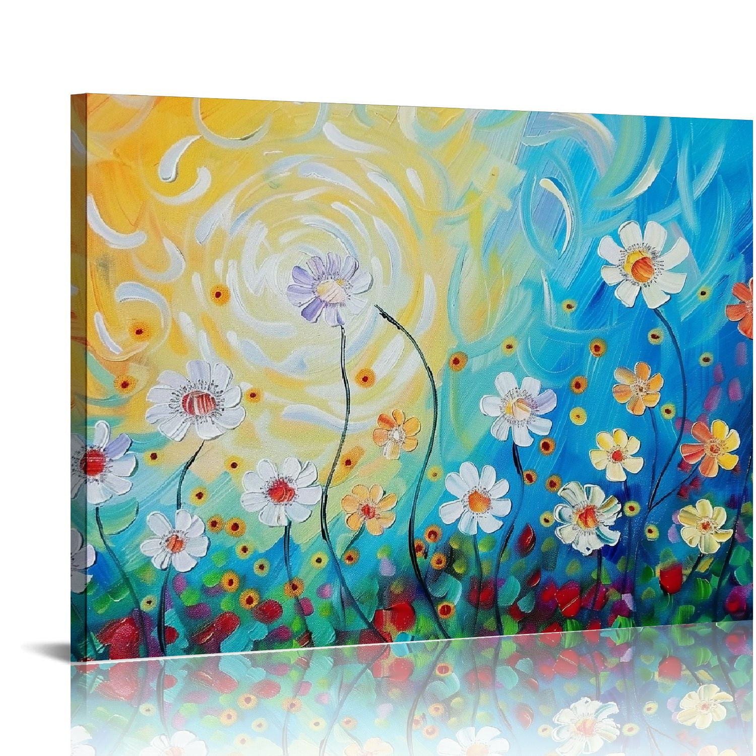Nawypu White Flower Textured Modern Colorful Canvas Wall Art ... Nawypu White Flower Textured Modern Colorful Canvas Wall Art ...