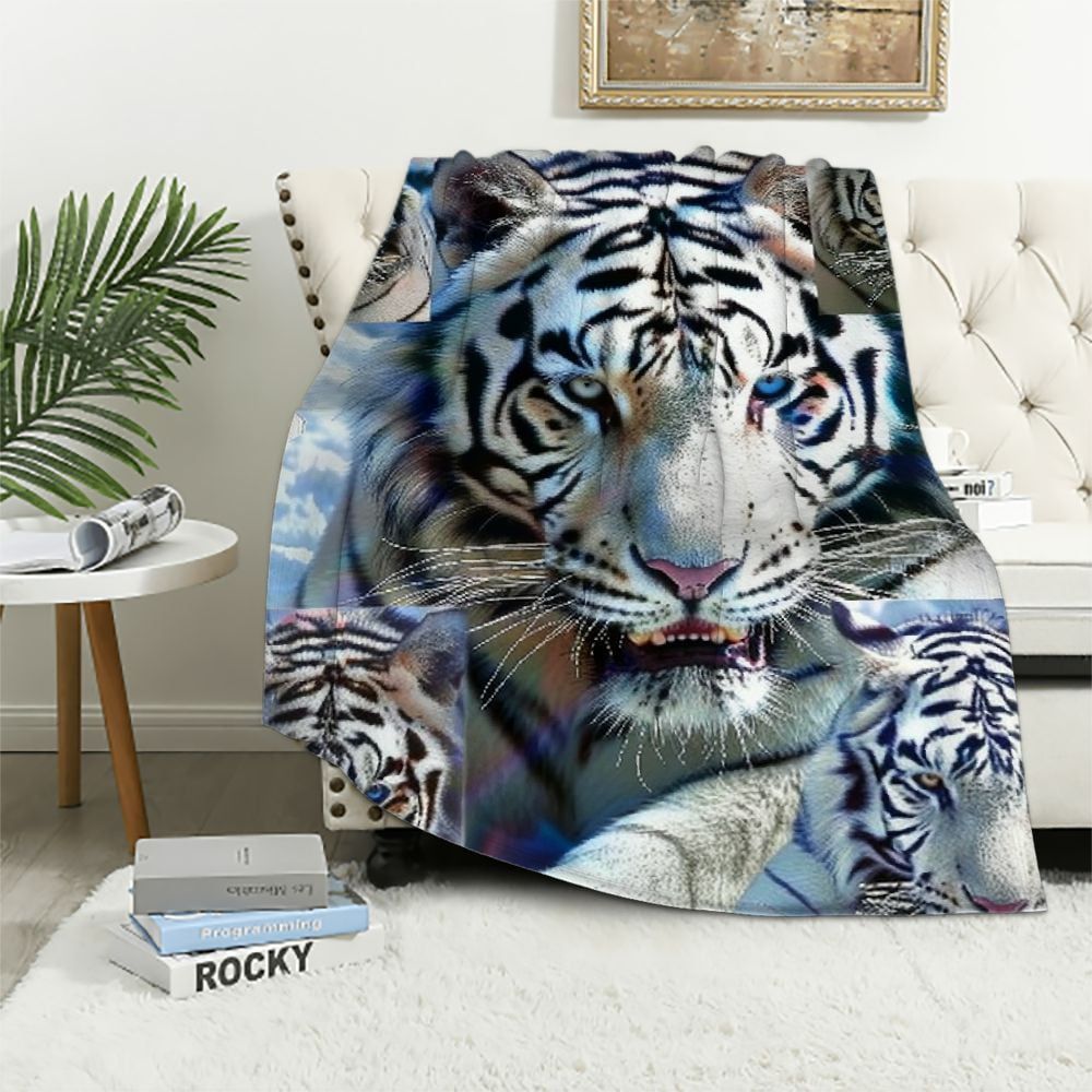 Nawypu White Tiger Blanket Soft Throw Blanket Plush Weighted Blankets ...