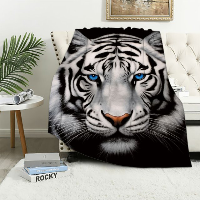 Nawypu White Tiger Stare Raschel Throw Blanket, - Walmart.com