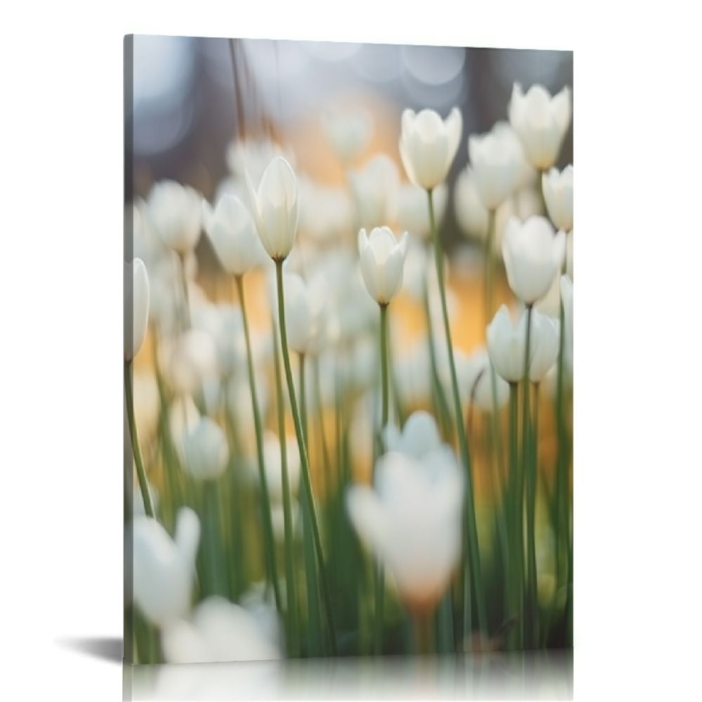 Nawypu White Tulips Poster Canvas Poster Wall Art Decor Print Picture ...
