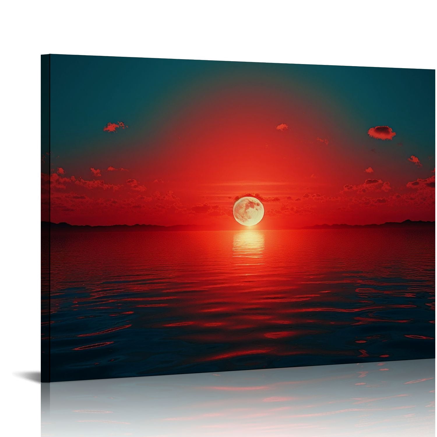 Nawypu Wieco Art Red Sun Canvas Prints Wall Art Ocean Sea Beach ...