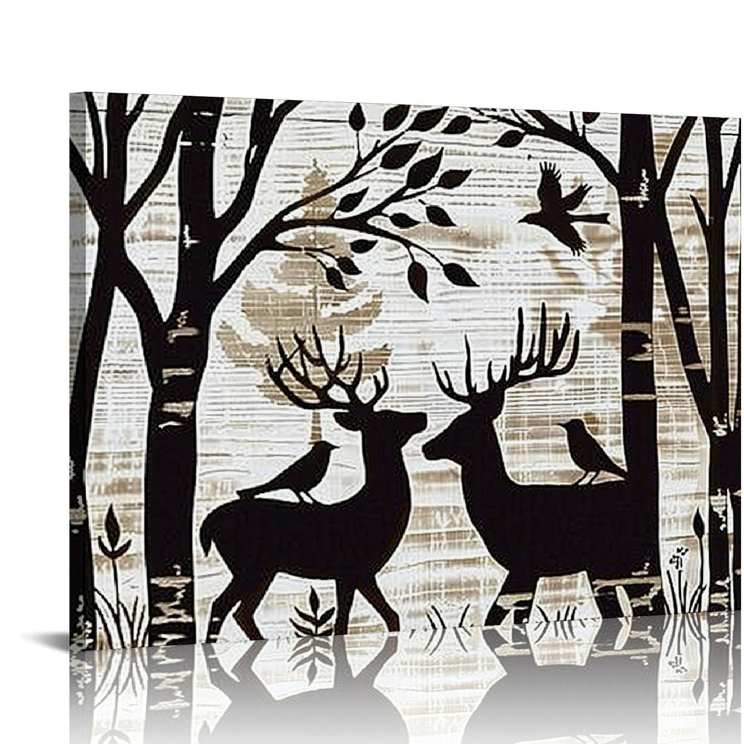 Nawypu Wild Animal Canvas Wall Art Black Bear Deer Moose Family in ...