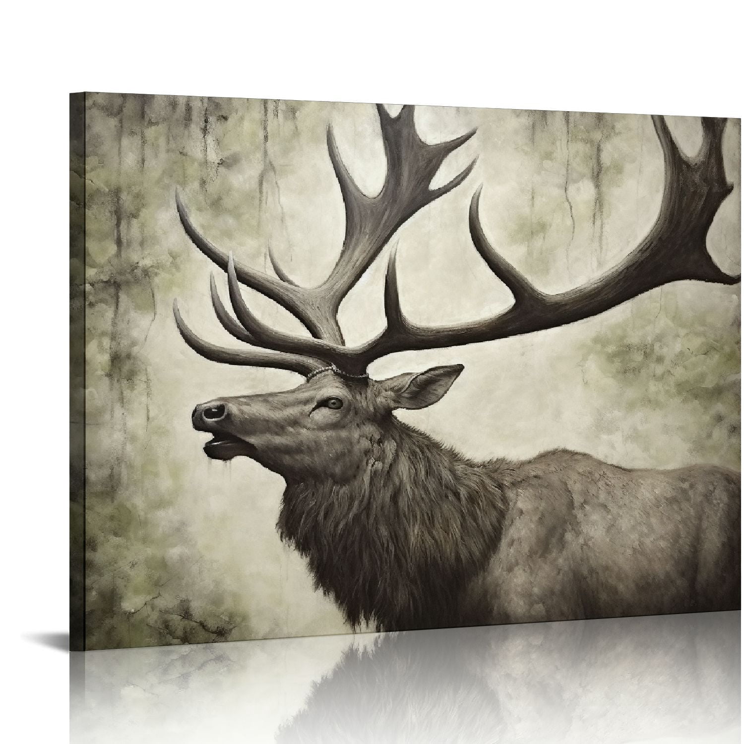 Nawypu Wild Elk Deer Picture Rustic Animal Wall Art Roaring Wildlife ...