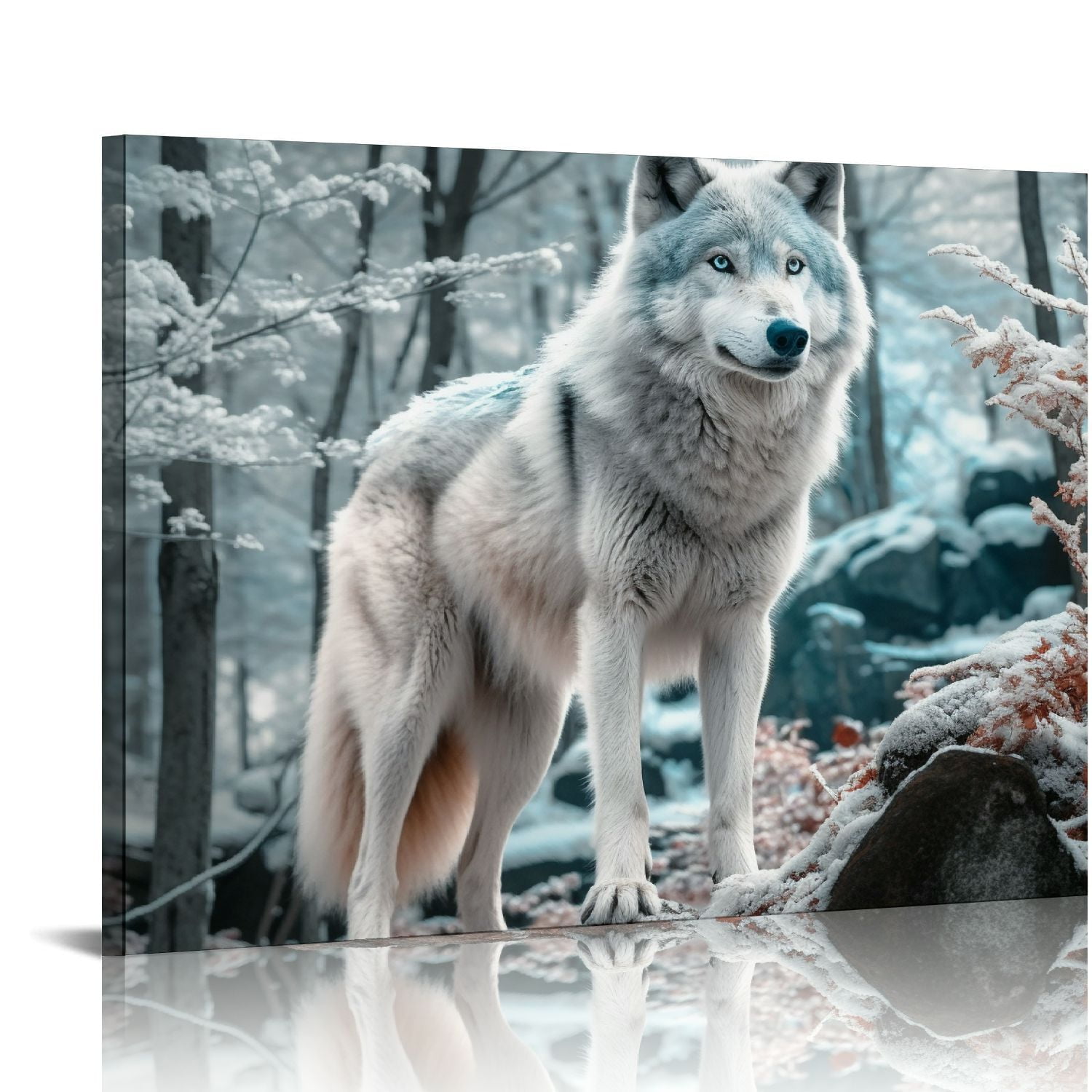 Nawypu Wild Wolf Canvas Wall Art: Lovely Animals in Nature Forest ...