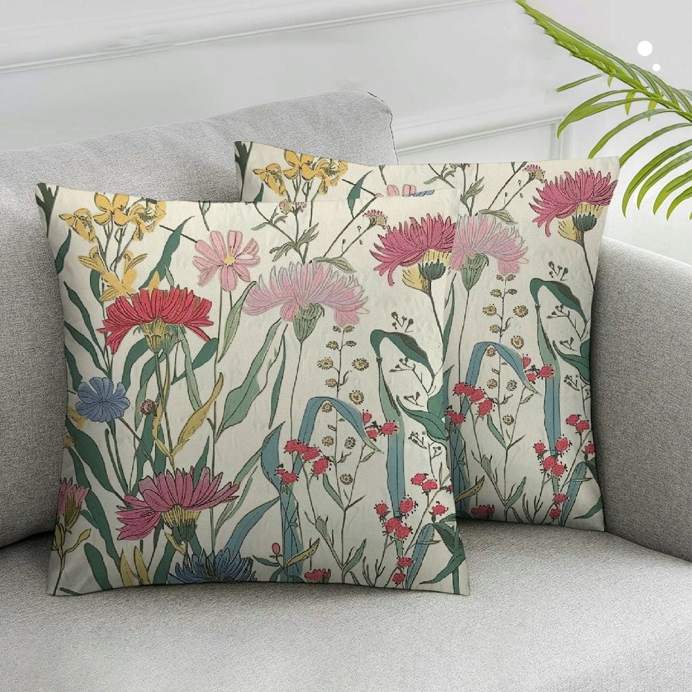 Nawypu Wildflower Floral Botanical Prints Pillow Covers 2pcs Colorful