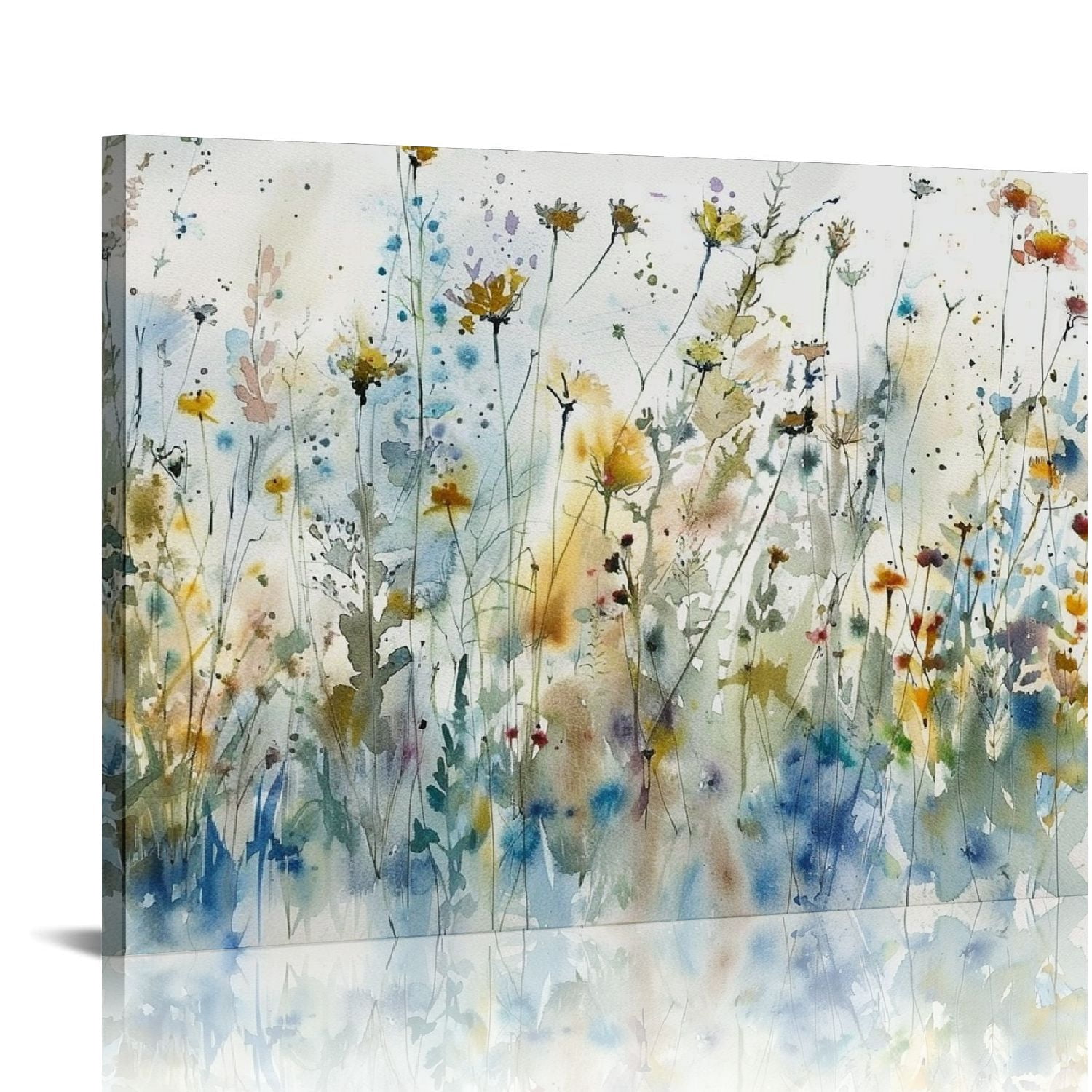 Nawypu Wildflower Watercolor Canvas Wall Art Perfect for Living Room ...
