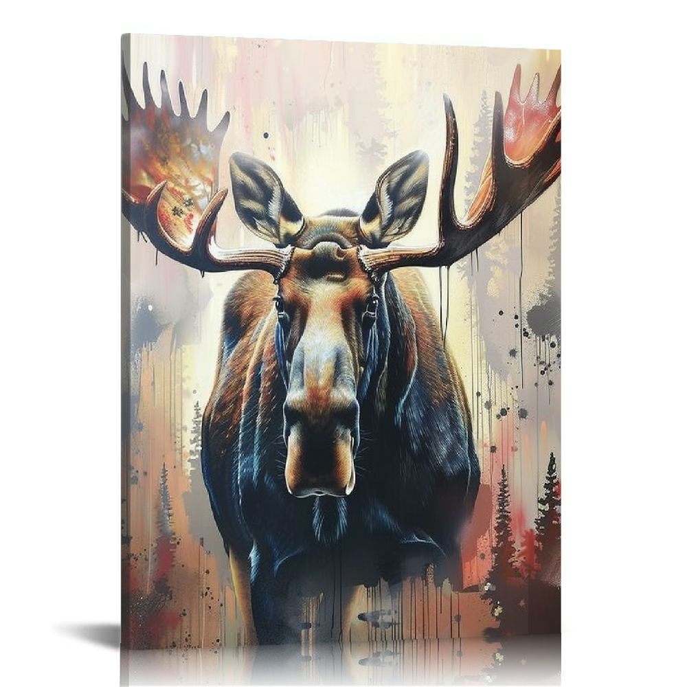 Nawypu Wildlife Animal Watercolor Deer Moose Poster Rustic Country ...