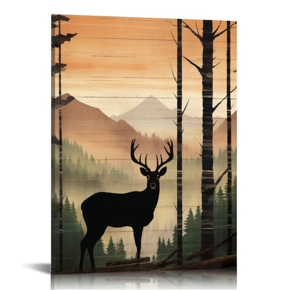 Nawypu Wildlife Canvas Country House Decoration Wildlife Wall Art Deer ...