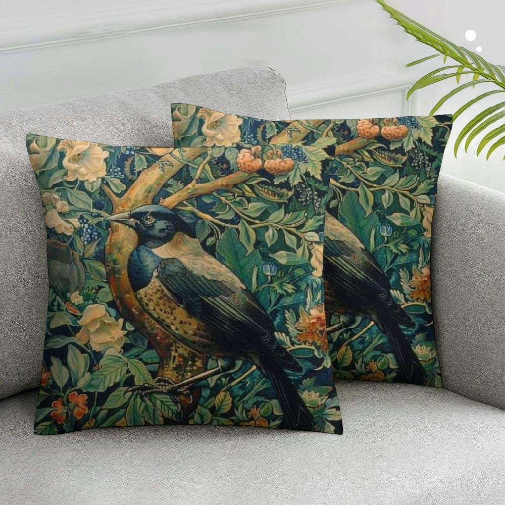 Nawypu William Forest Raven On Acanthus Leaves Blue Green Floral Throw ...