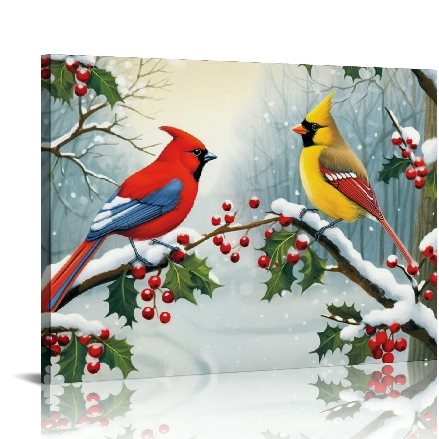 Nawypu Winter Canvas Wall Art with Wood Frames Art Works Christmas ...