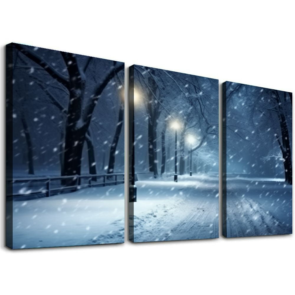 Nawypu Winter Landscape Snow Forest Canvas Wall Art, Snow Covered Trees ...