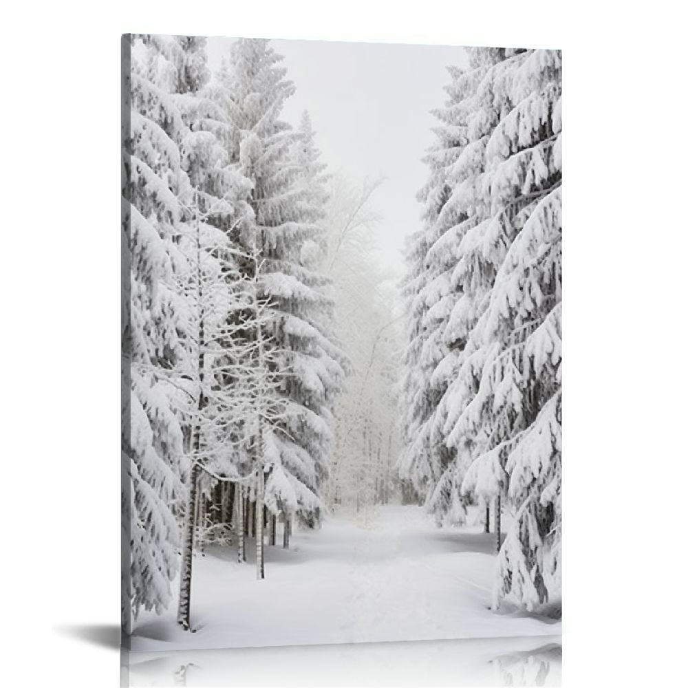 Nawypu Winter Snowy Forest Prints Snow Covered Pine Trees Prints ...