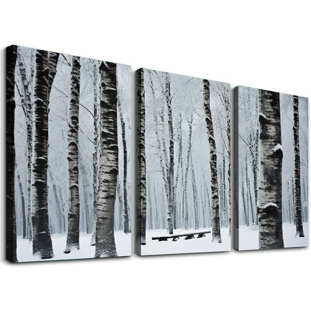 Nawypu Winter Trees Wall Art Painting - Snow Landscape Peaceful Canvas ...