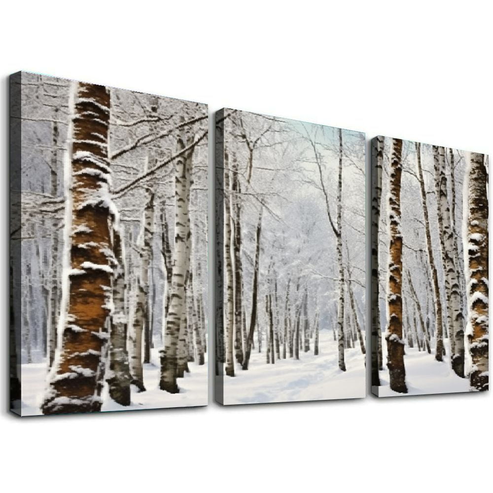 Nawypu Winter Trees Wall Art Painting - Snow Landscape Peaceful Canvas ...
