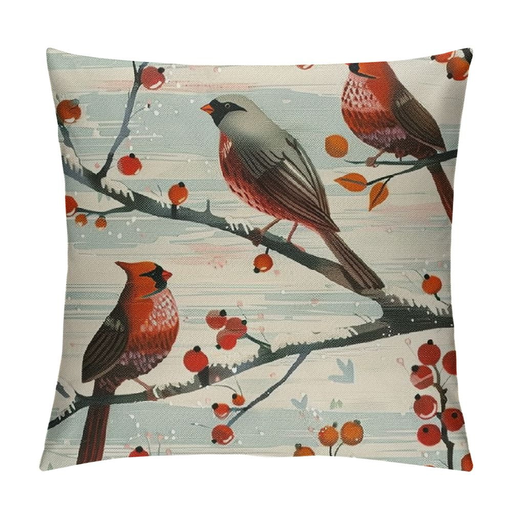 Nawypu Winter Vibes Cardinal Red Birds Decorative Throw Pillow Cover ...
