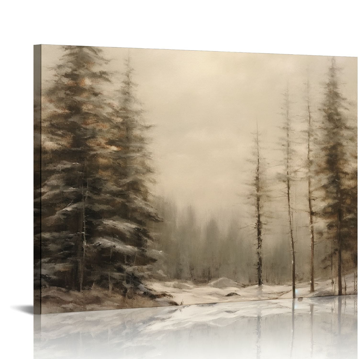 Nawypu Winter pine Christmas canvas wall art abstract winter forest ...