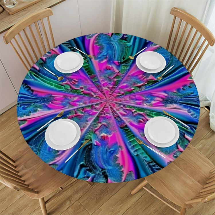 Nawypu Wipeable Table Cover Elastic Edge Datura Gradient Flower ...