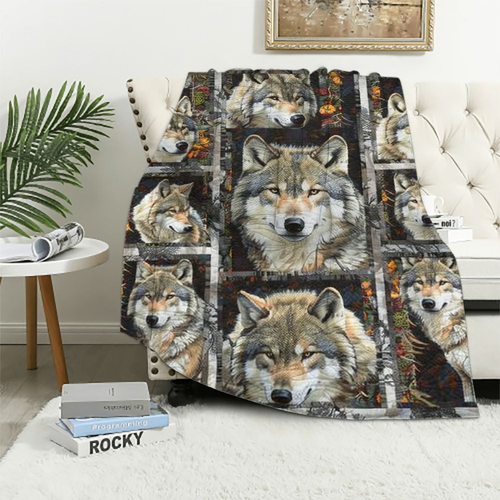 Nawypu Wolf Blanket Wolf Decor Throw Blankets Cozy Flannel Blanket ...