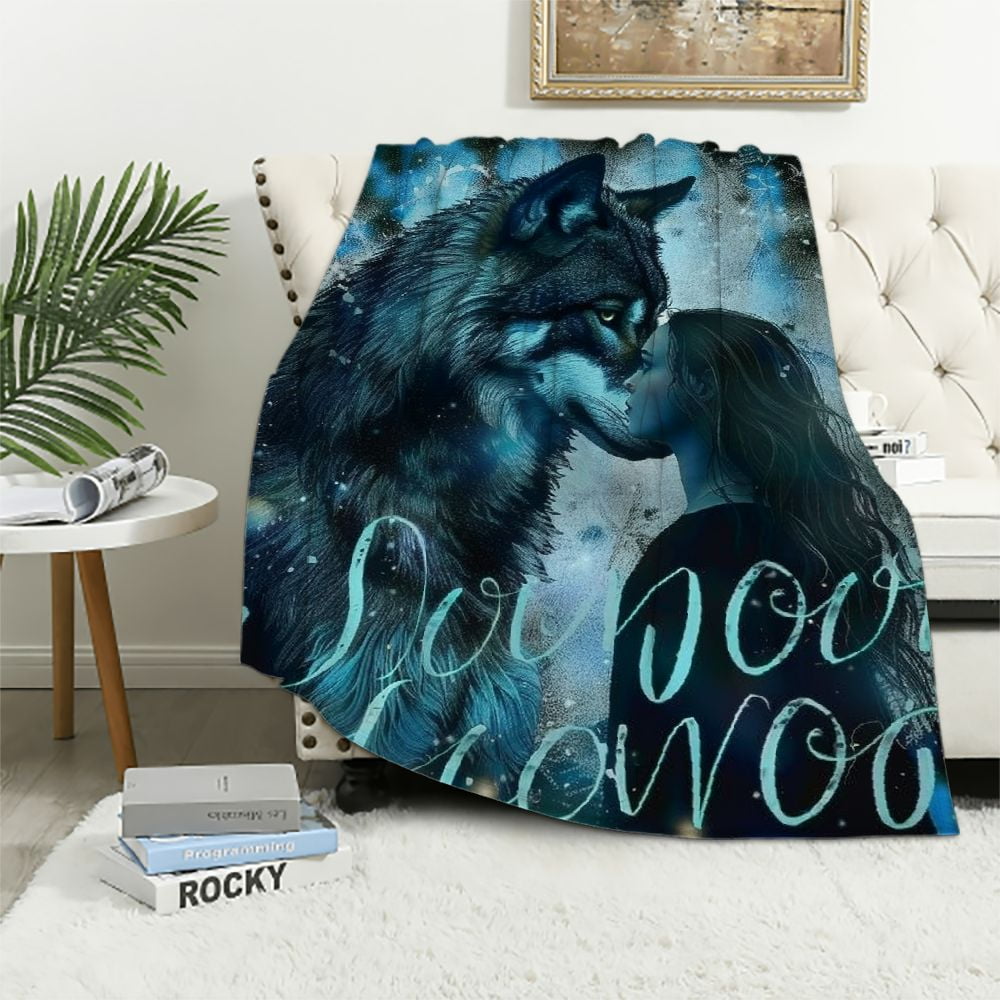 Nawypu Wolf Blanket Gifts Cute Throw Blanket for Girls - Black Soft ...