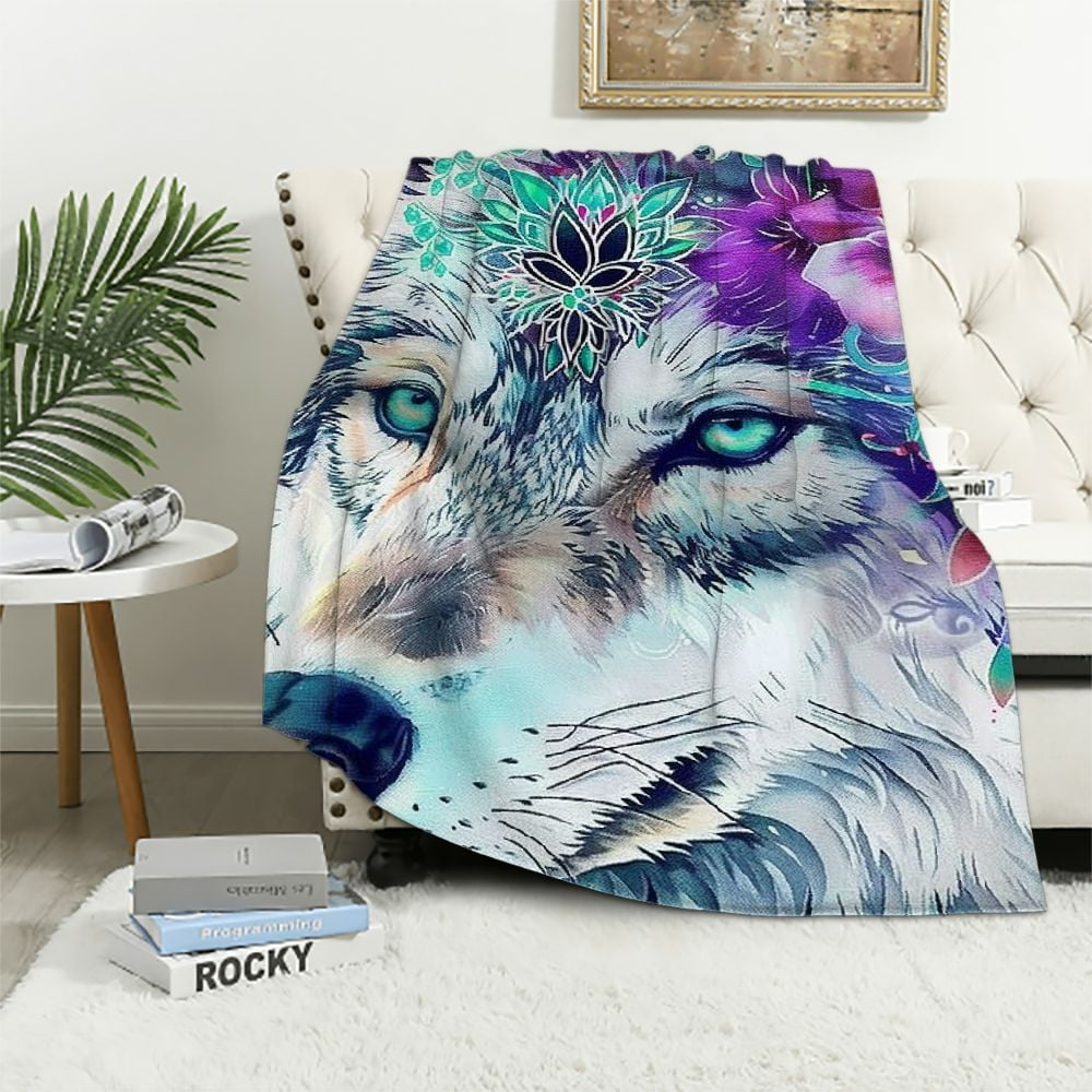 ONETECH Wolf Blanket Throw ,Bohemia Lotus Tie Dye Throw Blanket ...