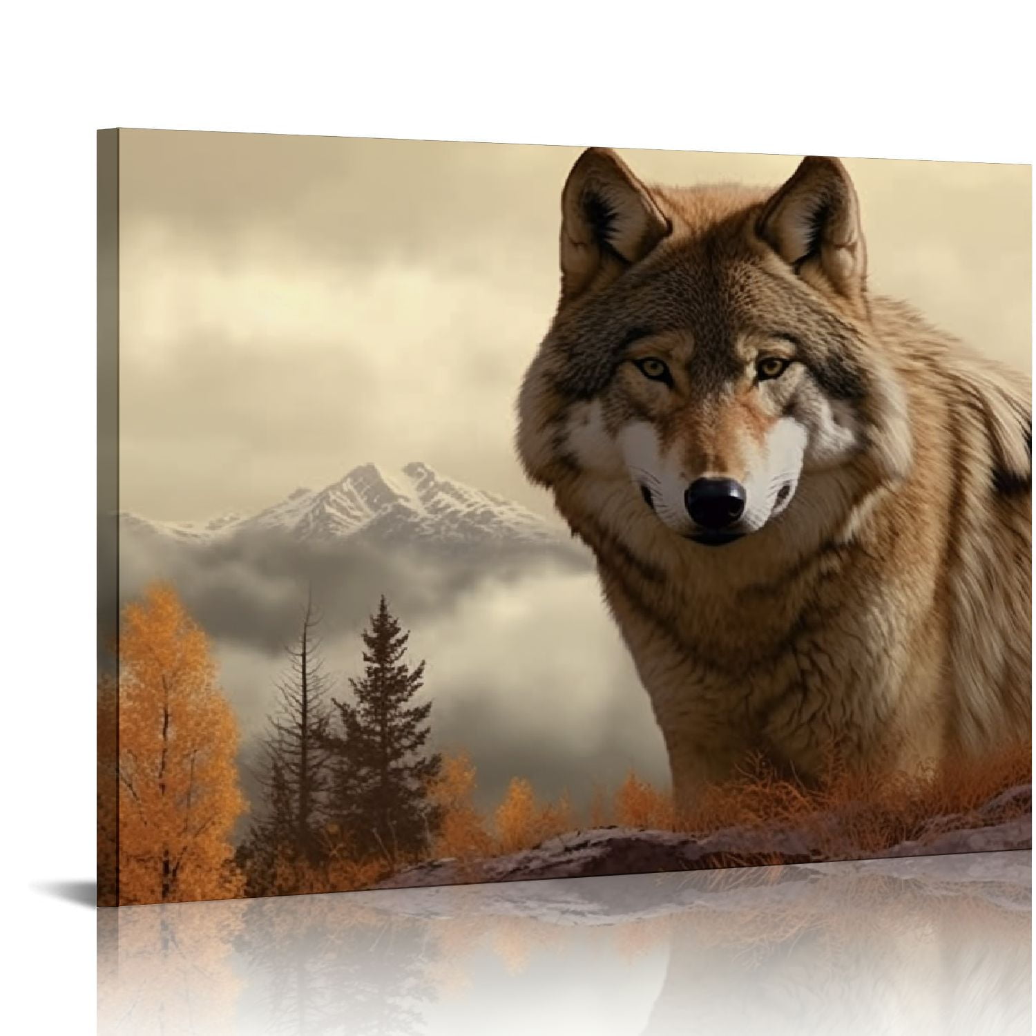 Nawypu Wolf Canvas Print Wall Art Wild Animal Painting Picture ...