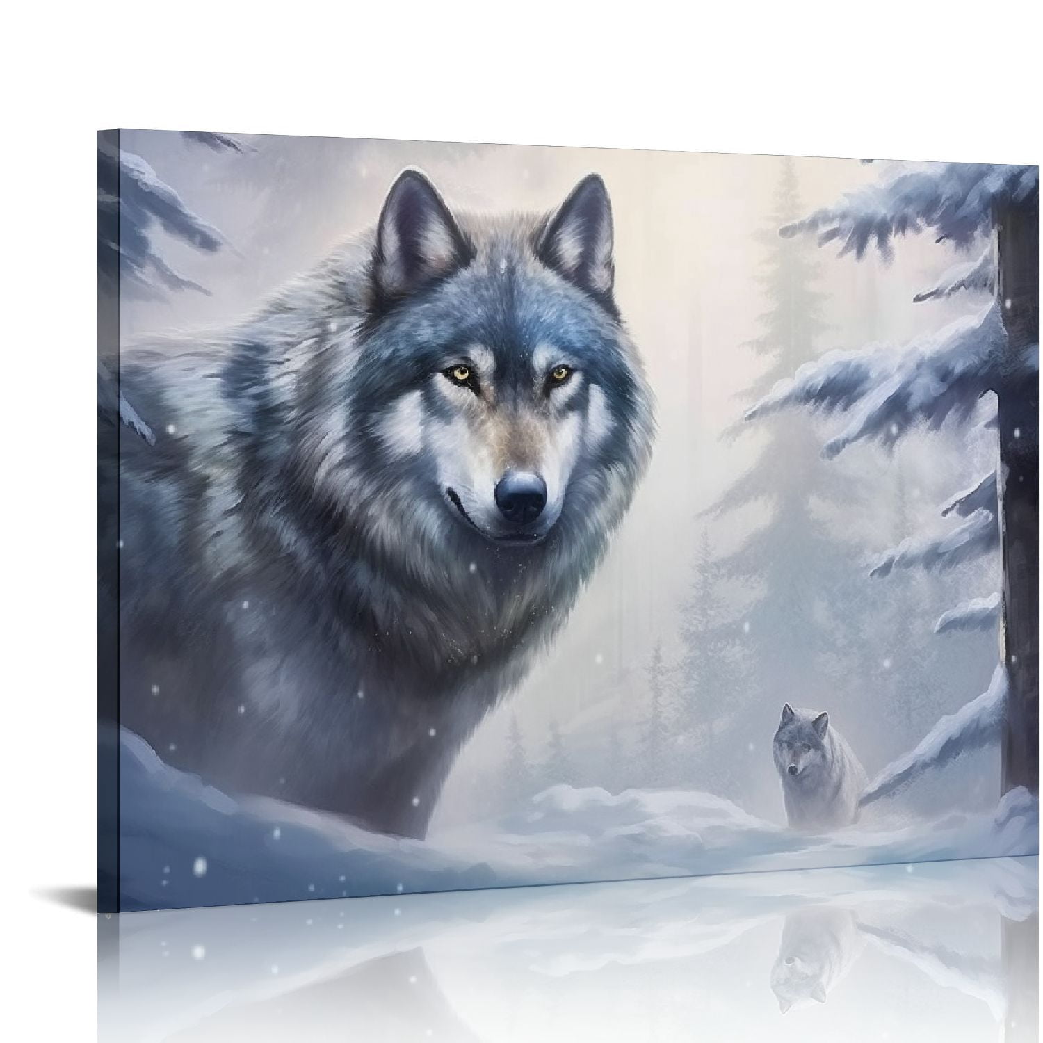 Nawypu Wolf Canvas Wall Art Animal Picture Black and White Wolf Blue ...