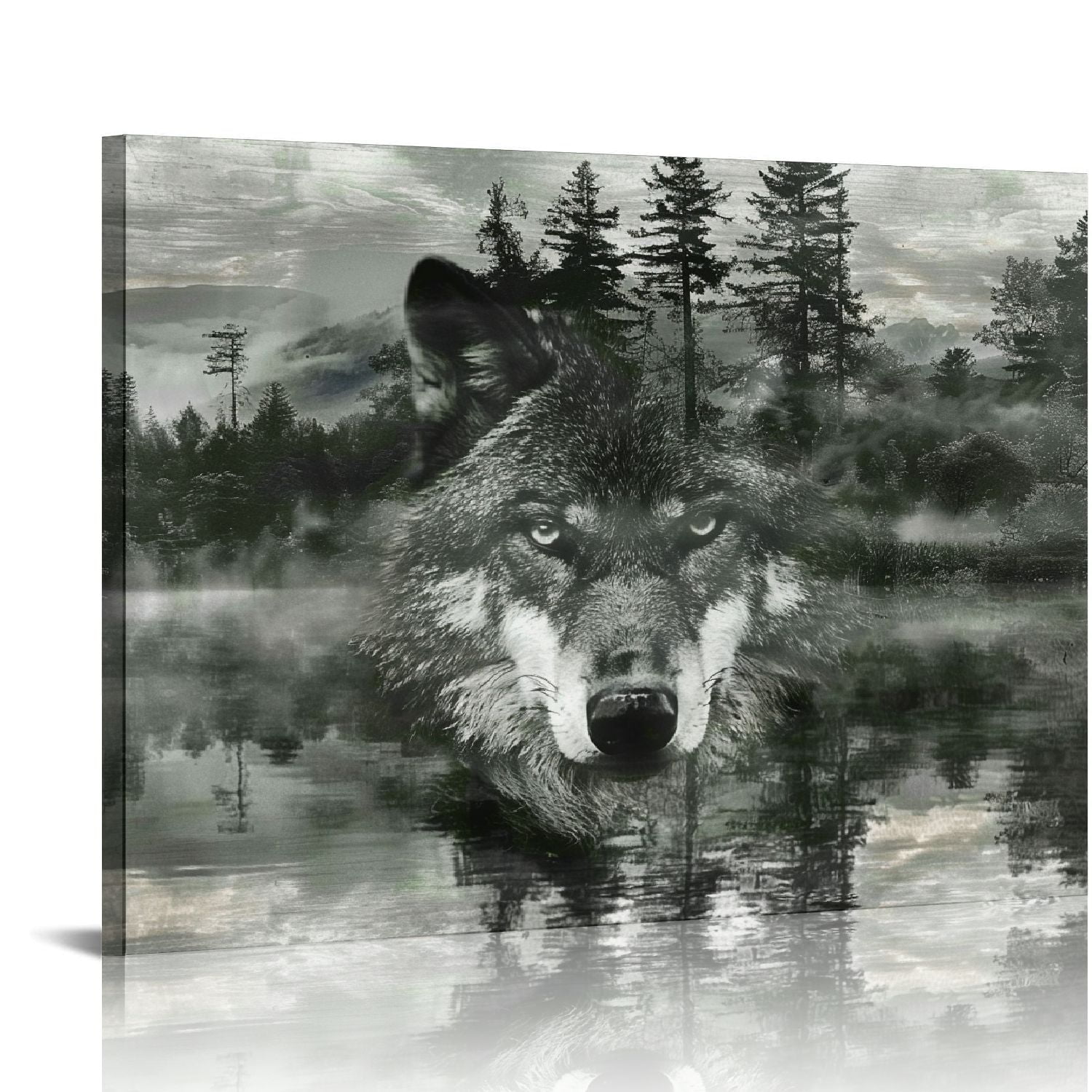 Nawypu Wolf Canvas Wall Art Black and White Pictures Artwork Ready to ...